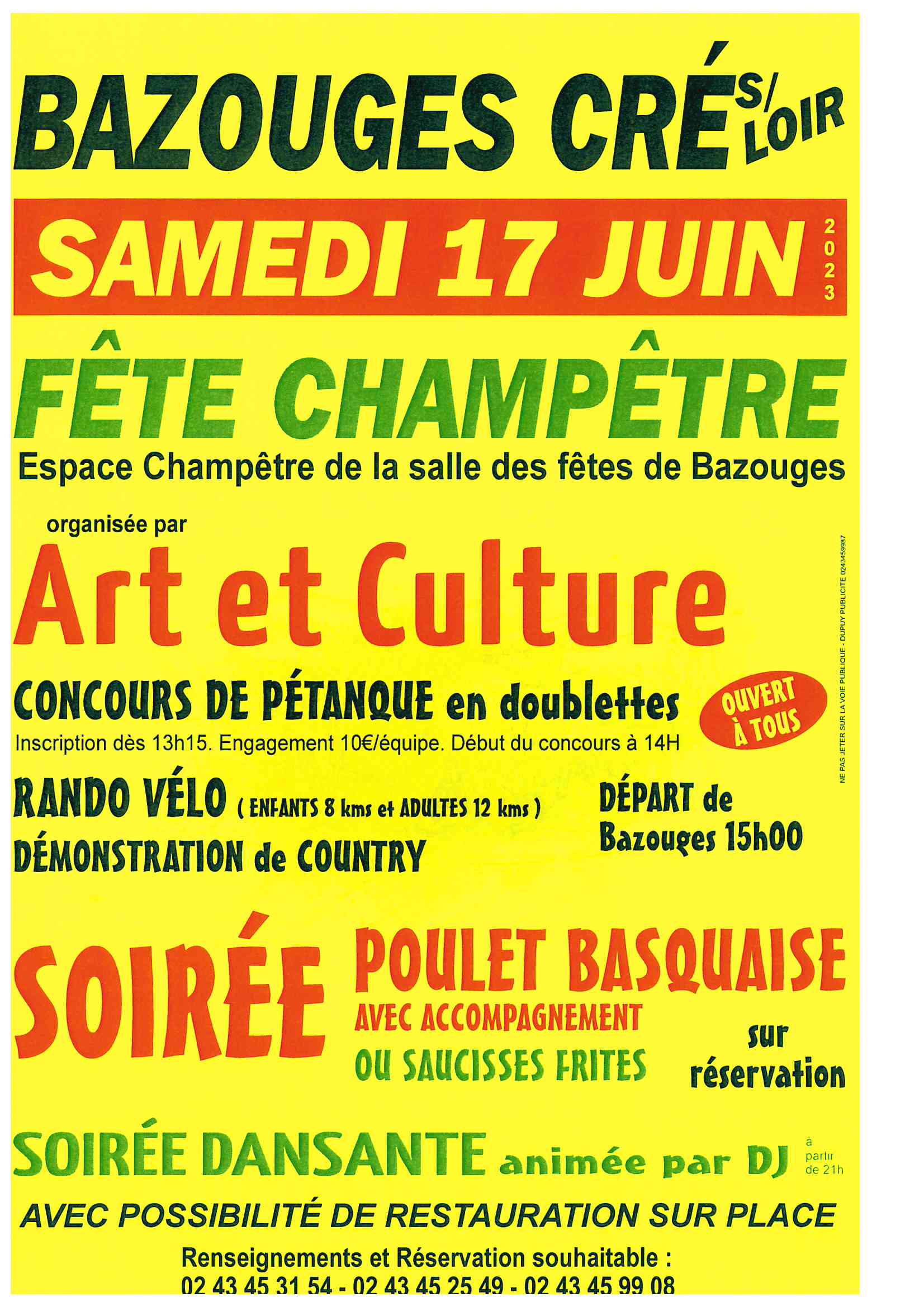 Samedi 17 juin 2023 Fête champêtre > Bazouges-Cré sur Loir
