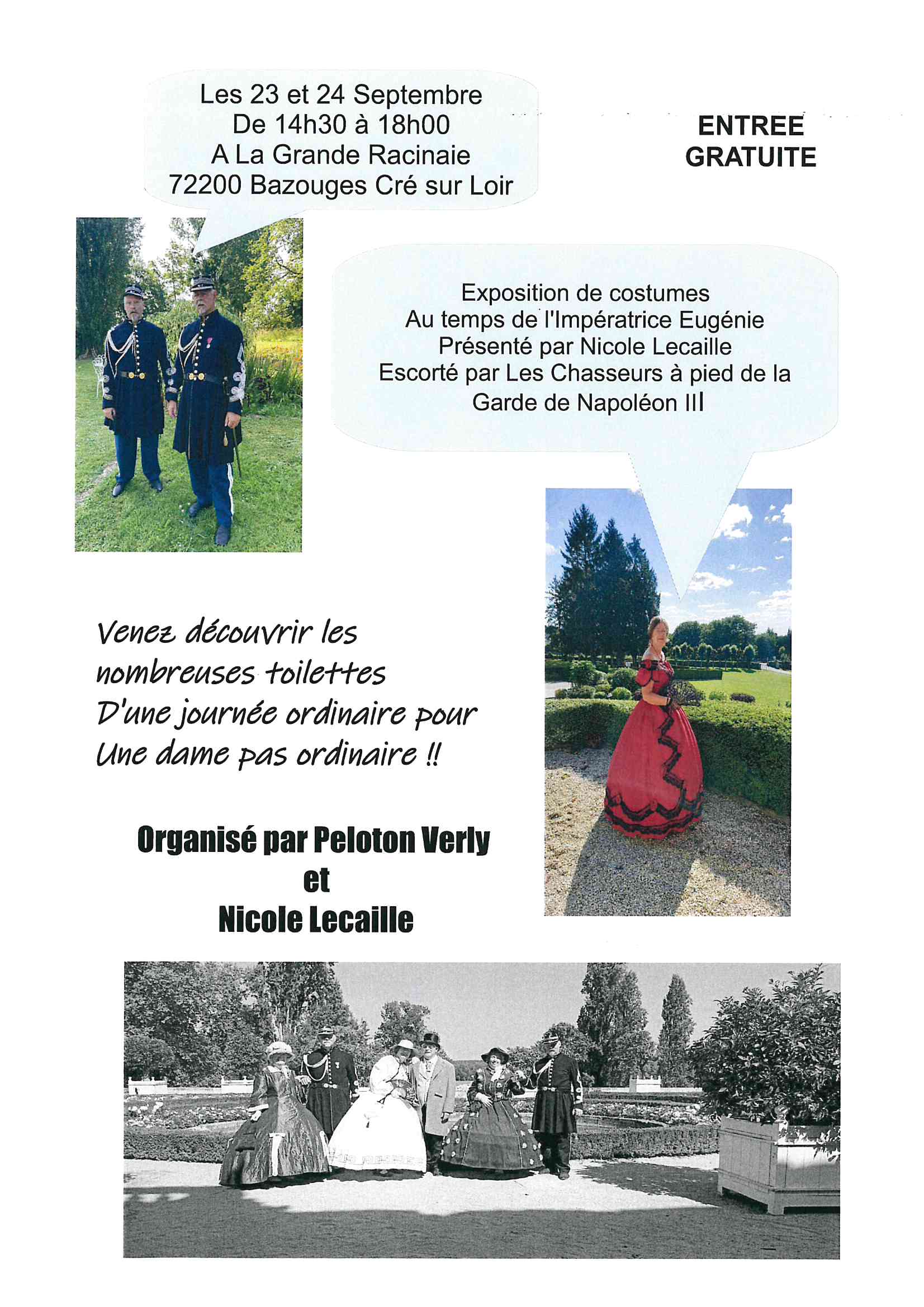 Exposition de costumes les 23 et 24 septembre 2023 organisé par Peloton Verly > Bazouges-Cré sur ...