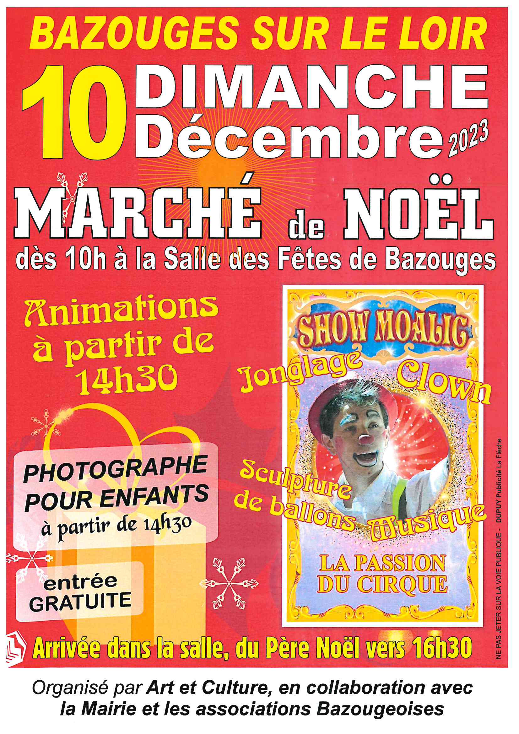 Marché de Noël: dimanche 10 décembre 2023 organisé par Art et Culture > Bazouges-Cré sur Loir