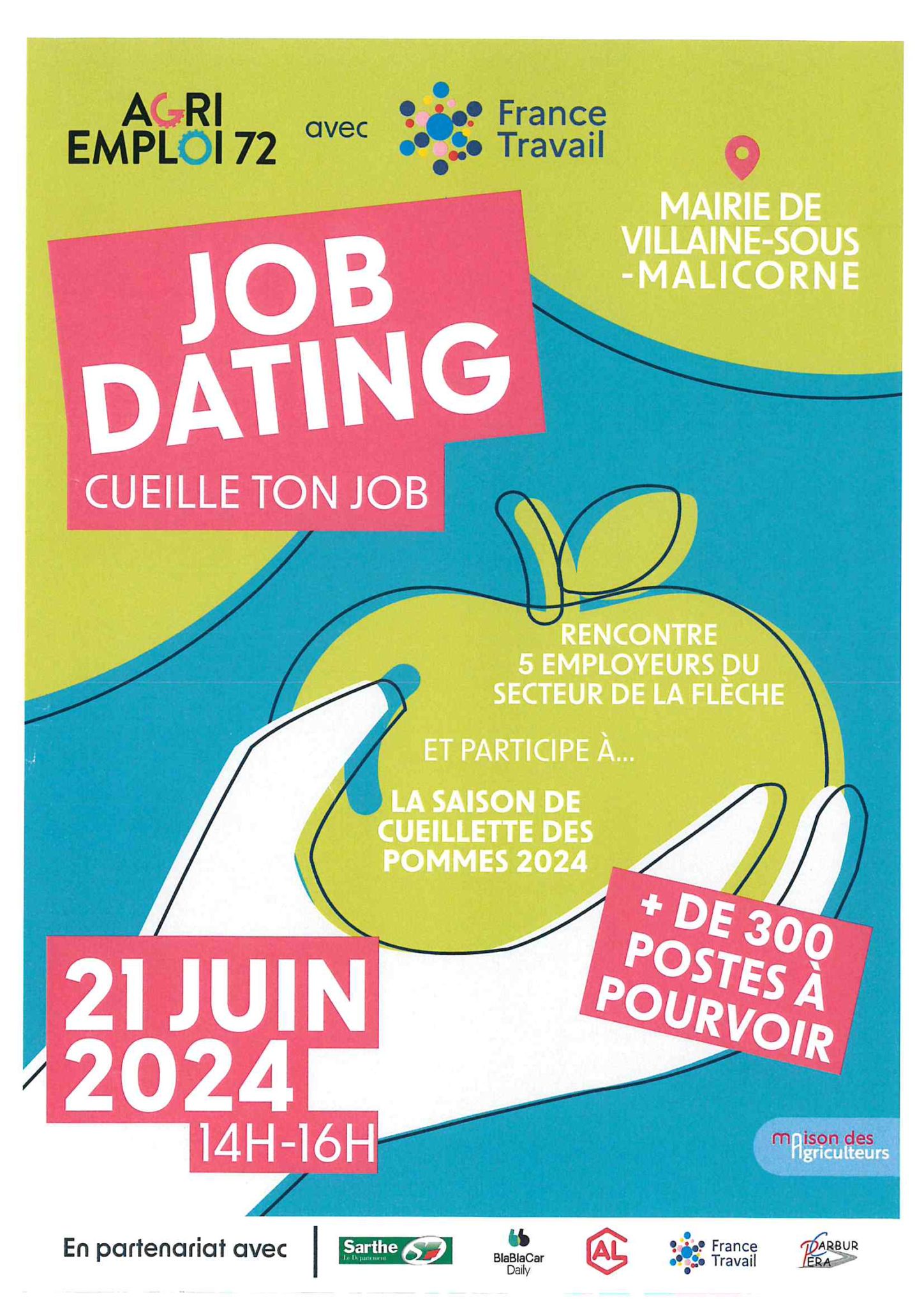Job dating : 21 juin 2024 de 14h à 16h > Bazouges-Cré sur Loir