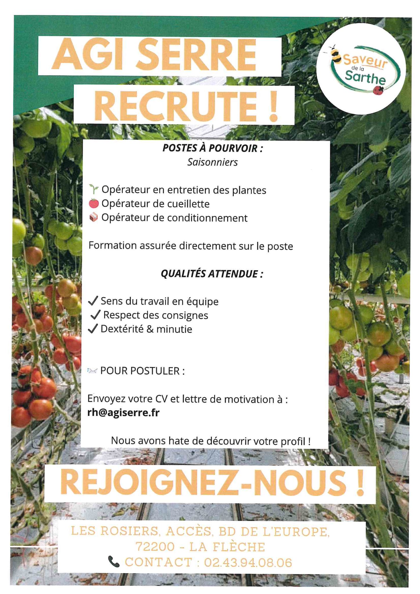 AGI SERRE recrute > Bazouges-Cré sur Loir